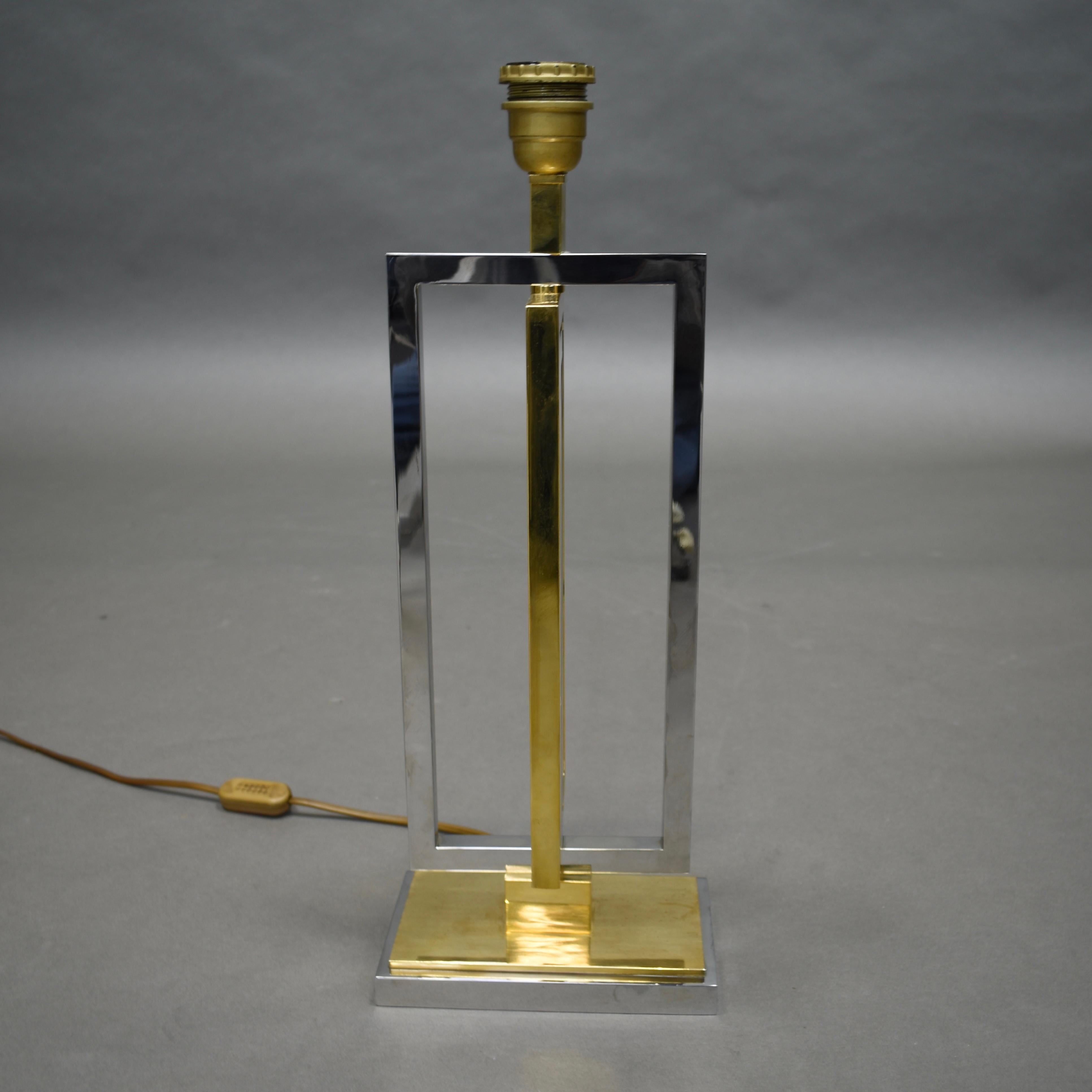 Willy Rizzo Brass and Chrome Table Lamp, Italy, 1970s at 1stDibs