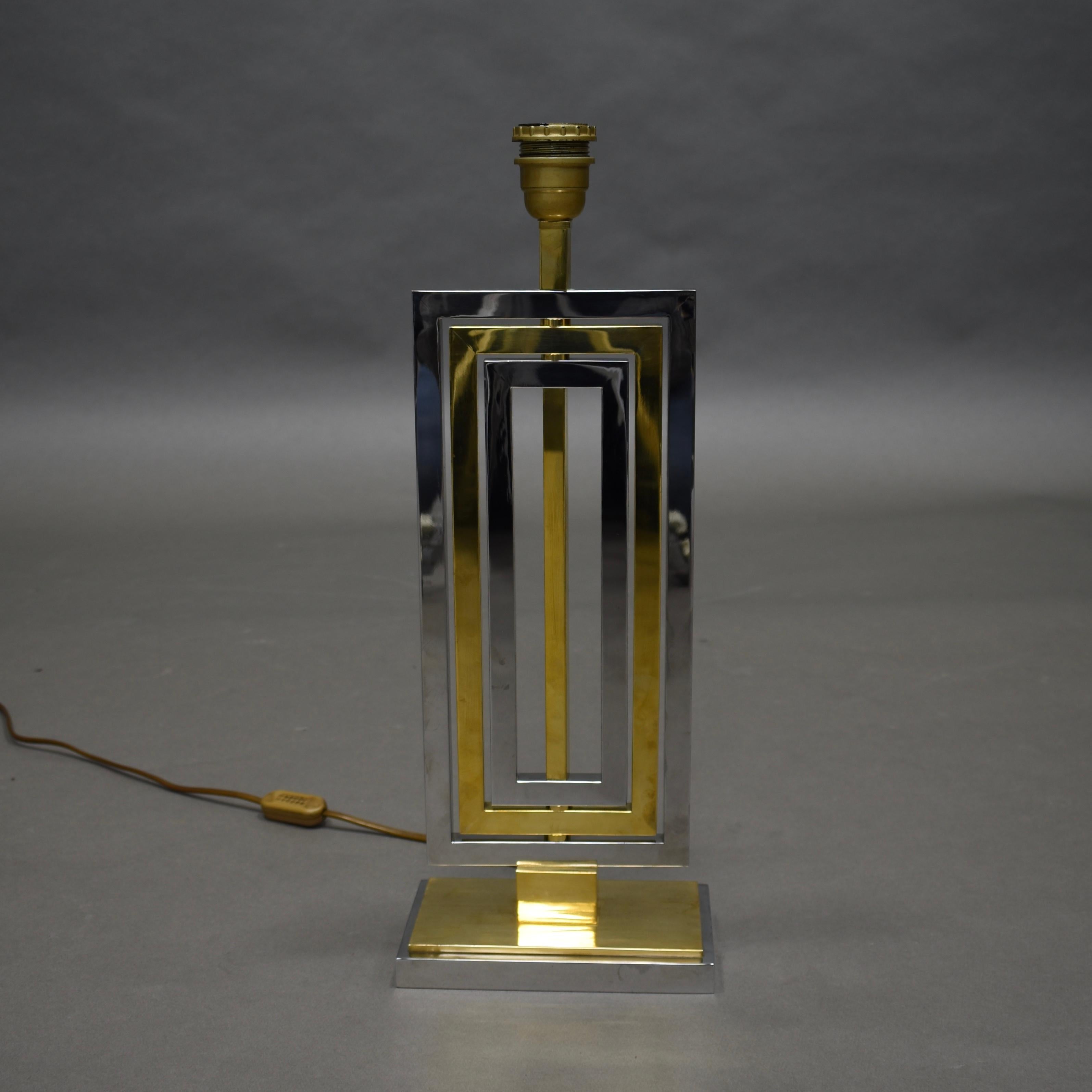 Willy Rizzo Brass and Chrome Table Lamp, Italy, 1970s at 1stDibs
