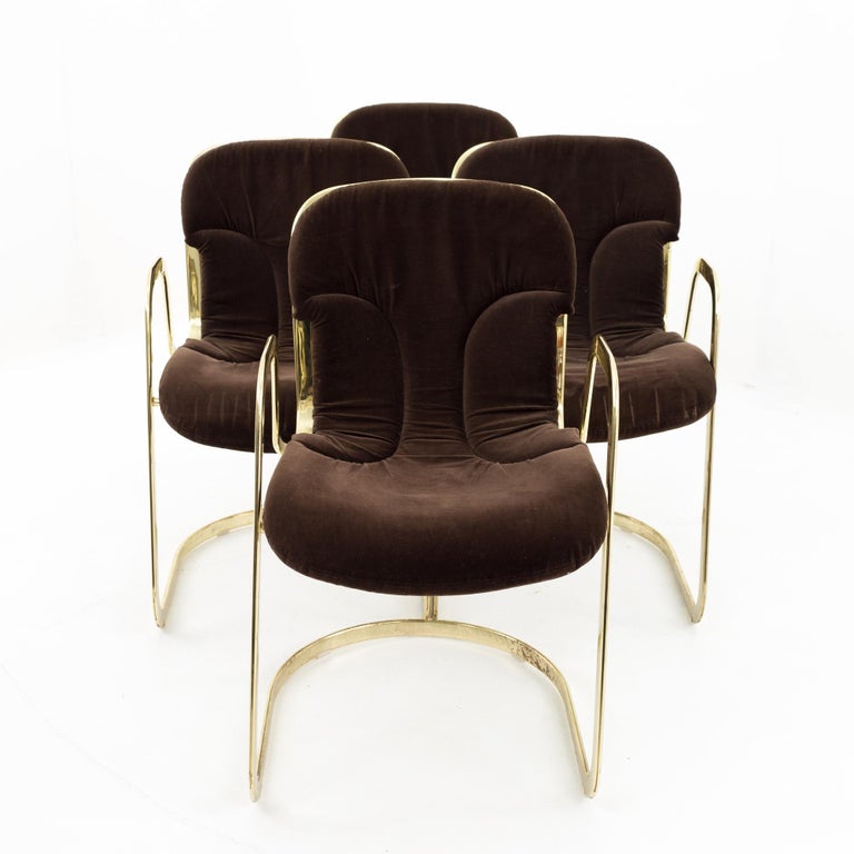 Willy Rizzo for Cidue Mid Century Italian Brass Cantilever Chair, Set ...