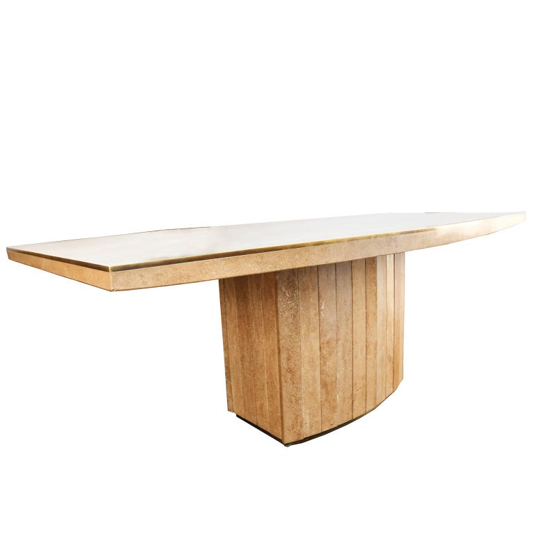 Willy Rizzo Marble Dining Table 1970s France Signed Travertine Reddish ...