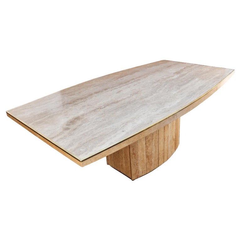 Willy Rizzo Marble Dining Table 1970s France Signed Travertine Reddish ...