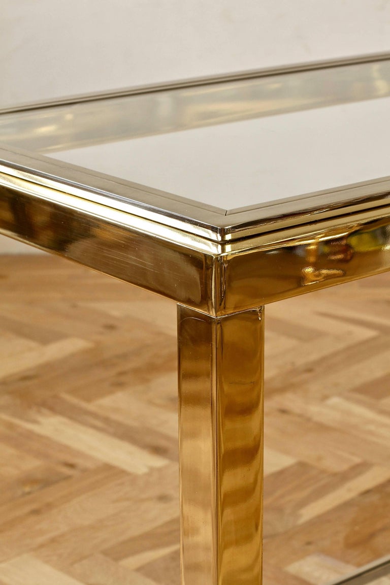 Willy Rizzo Style Brass and Chrome Bicolor Two-Tiered Double Shelved ...