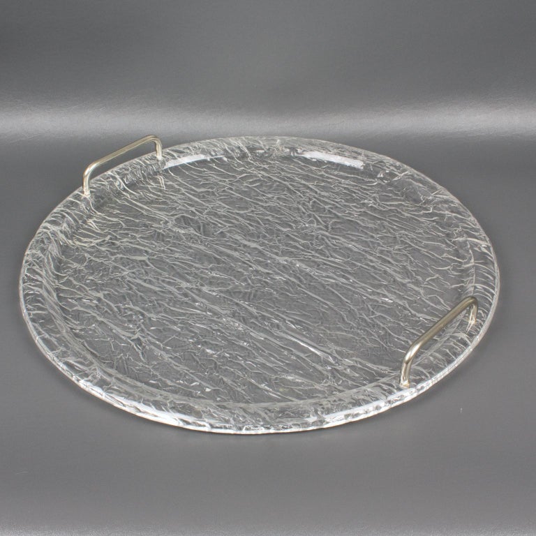 Willy Rizzo Style Ice Effect Round Lucite Barware Tray at 1stDibs