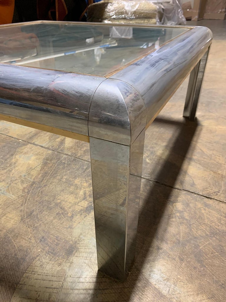 Willy Rizzo Style Italian Chrome and Gold-Plated Square Brass Coffee ...