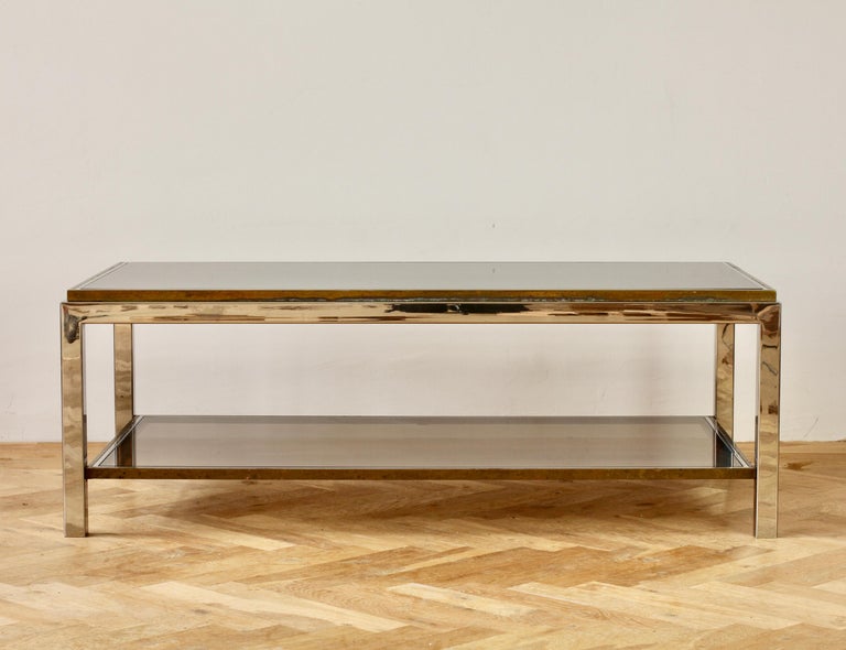 Willy Rizzo Style Mid-Century Brass and Chrome Bicolor Coffee Table ...