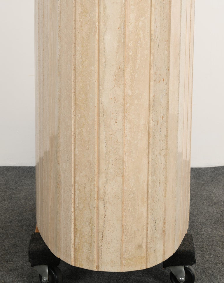 Willy Rizzo Style Travertine Marble Dining Table, 1980s For Sale at 1stDibs