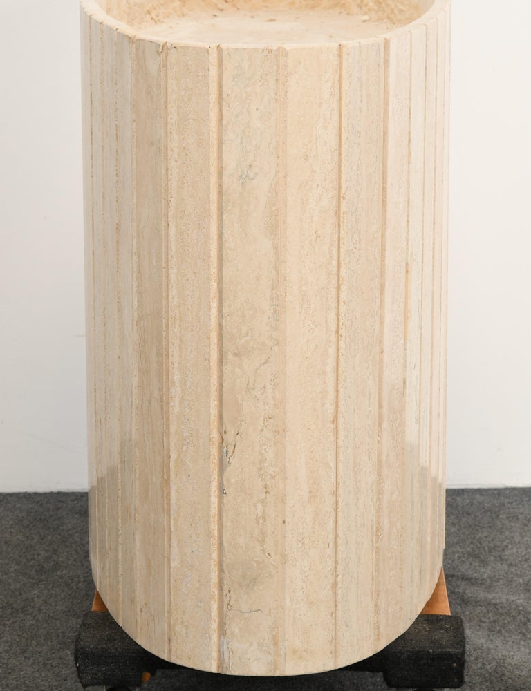 Willy Rizzo Style Travertine Marble Dining Table, 1980s For Sale at 1stDibs