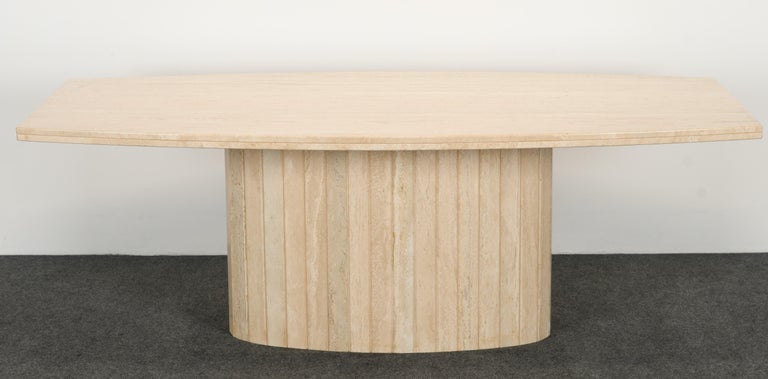 Willy Rizzo Style Travertine Marble Dining Table, 1980s For Sale at 1stDibs