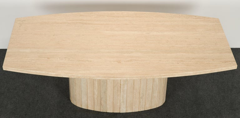 Willy Rizzo Style Travertine Marble Dining Table, 1980s For Sale at 1stDibs