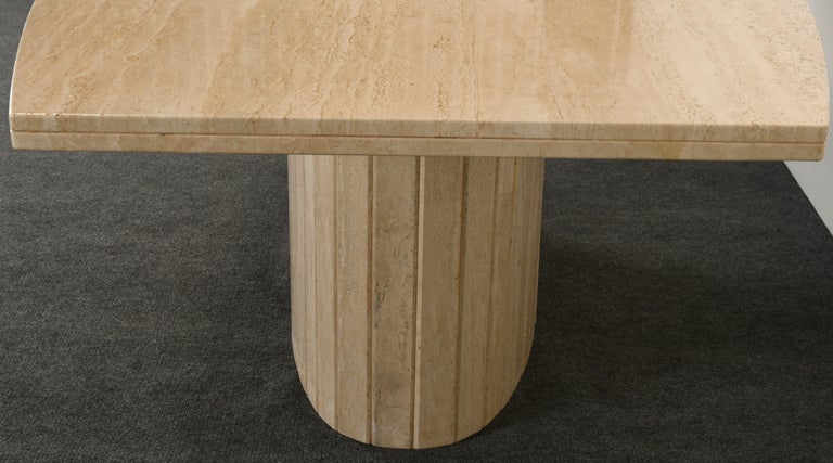 Willy Rizzo Style Travertine Marble Dining Table, 1980s For Sale at 1stDibs