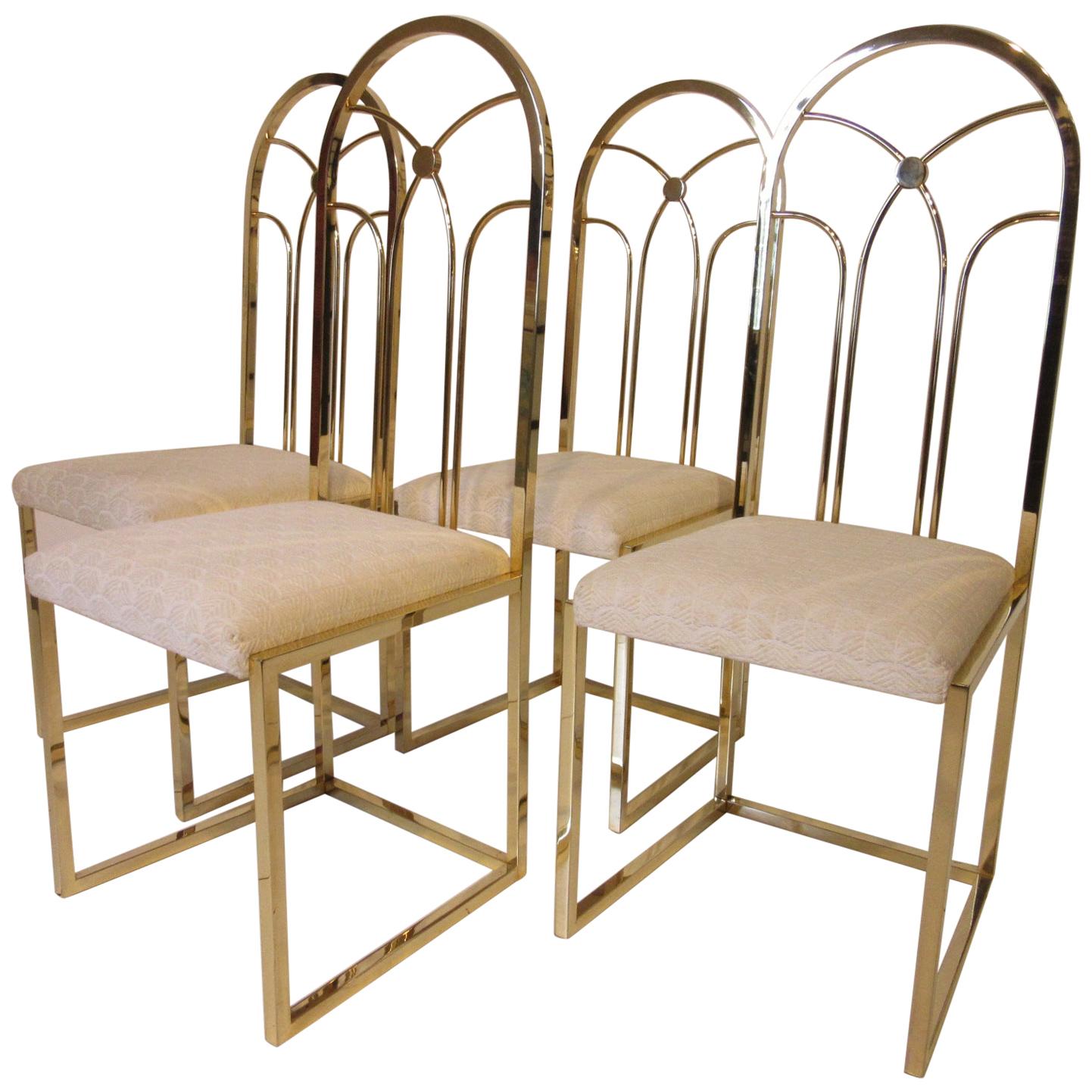 Willy Rizzo Style Dining Chairs in Velvet and Gold, Italy, circa 1970 ...