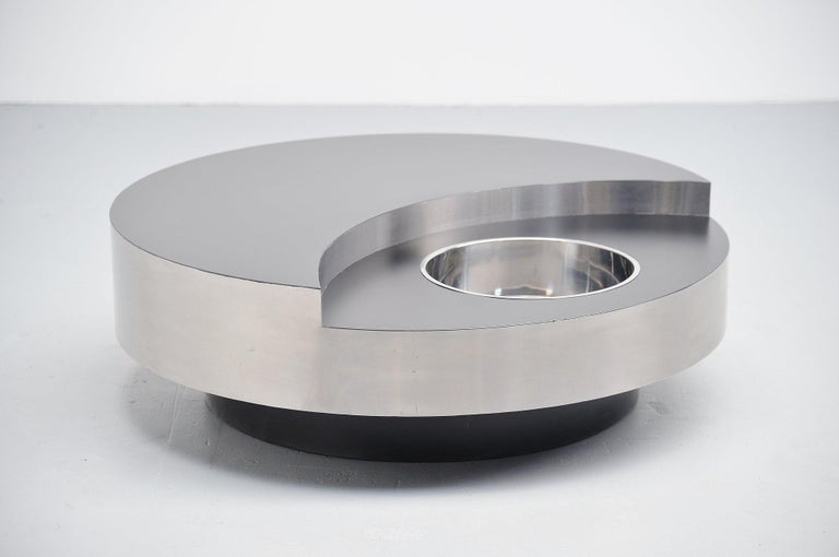 Willy Rizzo TRG Revolving Coffee Table RVS, Italy, 1970 at 1stDibs