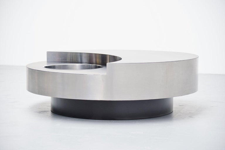 Willy Rizzo TRG Revolving Coffee Table RVS, Italy, 1970 at 1stDibs