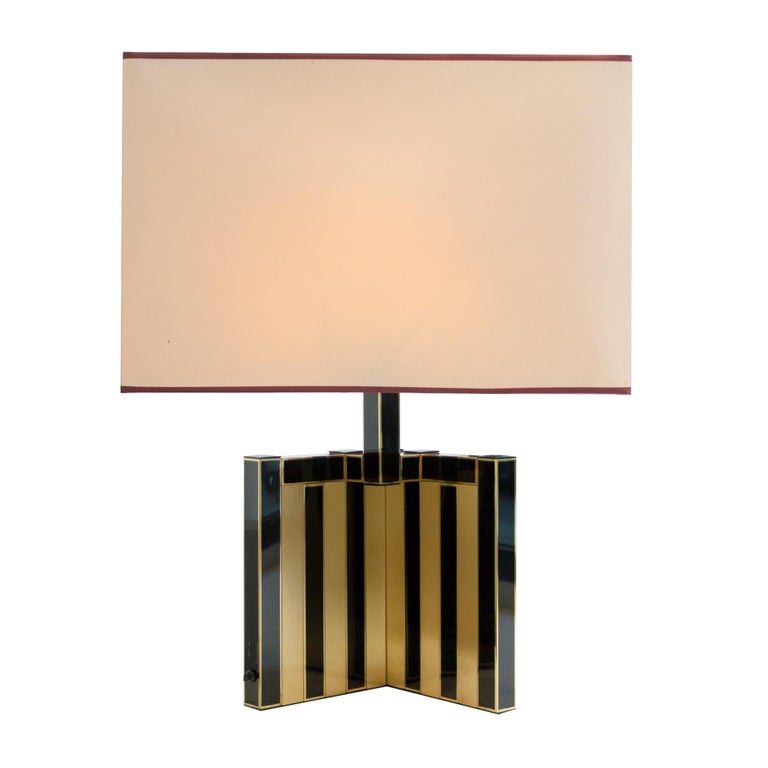 Willy Rizzo's Black and Brass Table Lamp Edited by Luma, Italy, 1970 ...