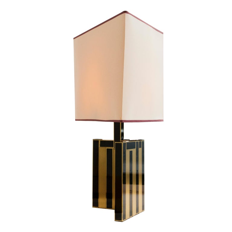 Willy Rizzo's Black and Brass Table Lamp Edited by Luma, Italy, 1970 ...