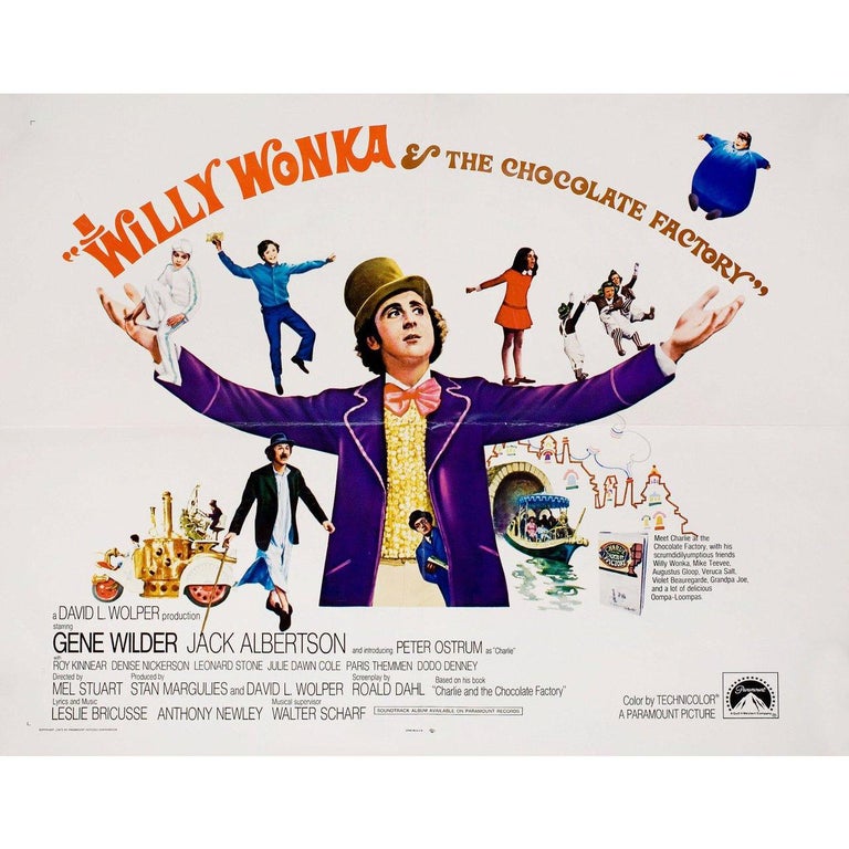 "Willy Wonka and The Chocolate Factory" 1971 U.S. Half Sheet Film ...