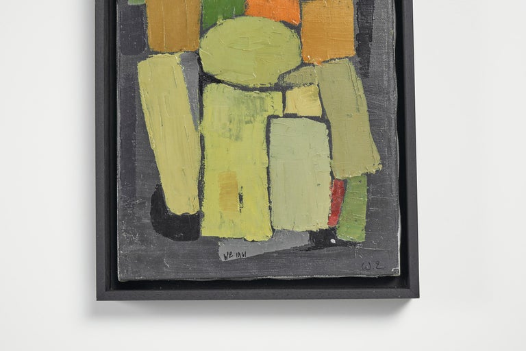 Willy Zuber Oil on Canvas Abstract Painting, Switzerland, 1961 For Sale ...