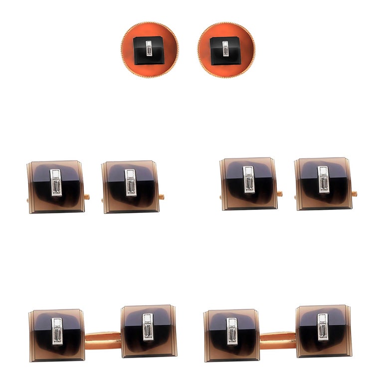 Wilson and Gill Gold and Platinum Cufflink and Six Button Stud Set with ...