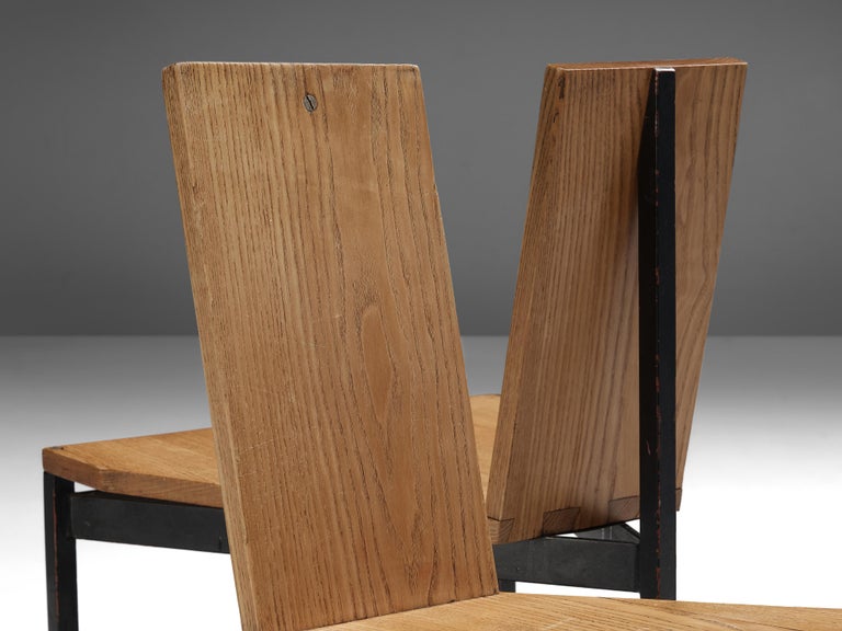 Wim Den Boon Set of Six Dining Chairs in Ash and Metal For Sale at 1stDibs
