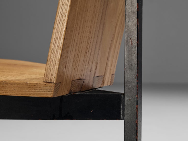 Wim Den Boon Set of Six Dining Chairs in Ash and Metal For Sale at 1stDibs