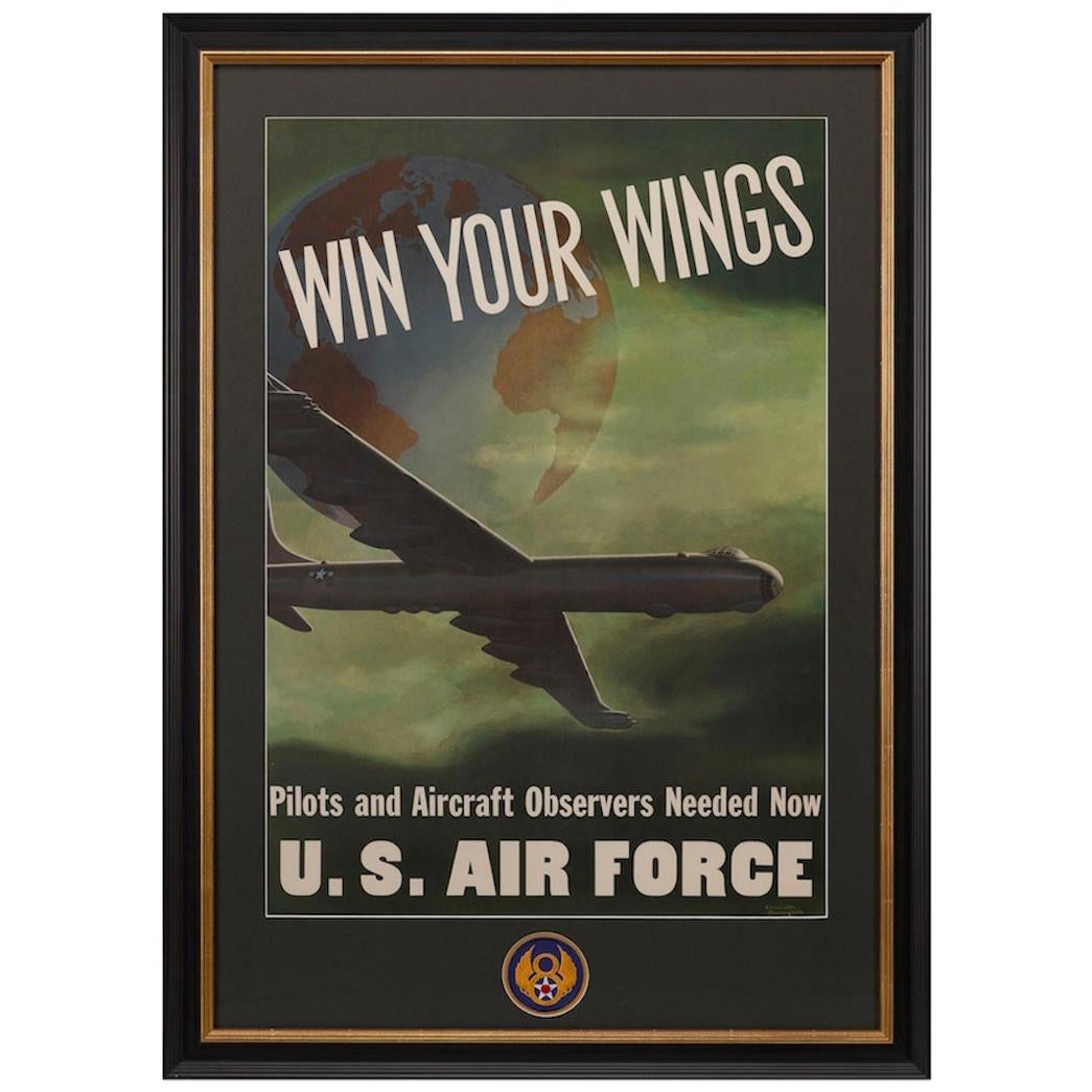 U.S. Air Force Vintage Recruitment Poster "Win Your Wings, " 1952 at ...