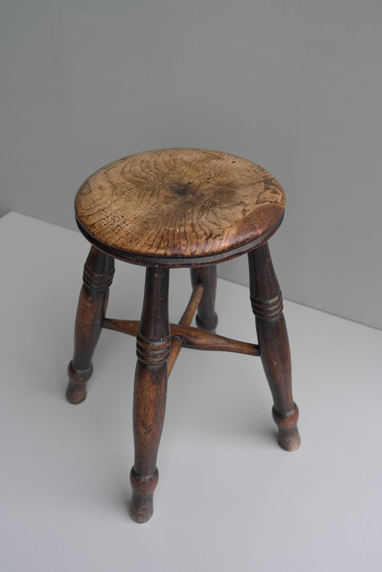 Windsor Stool in Dark Wood with Rich Patina, England, 1920's For Sale ...