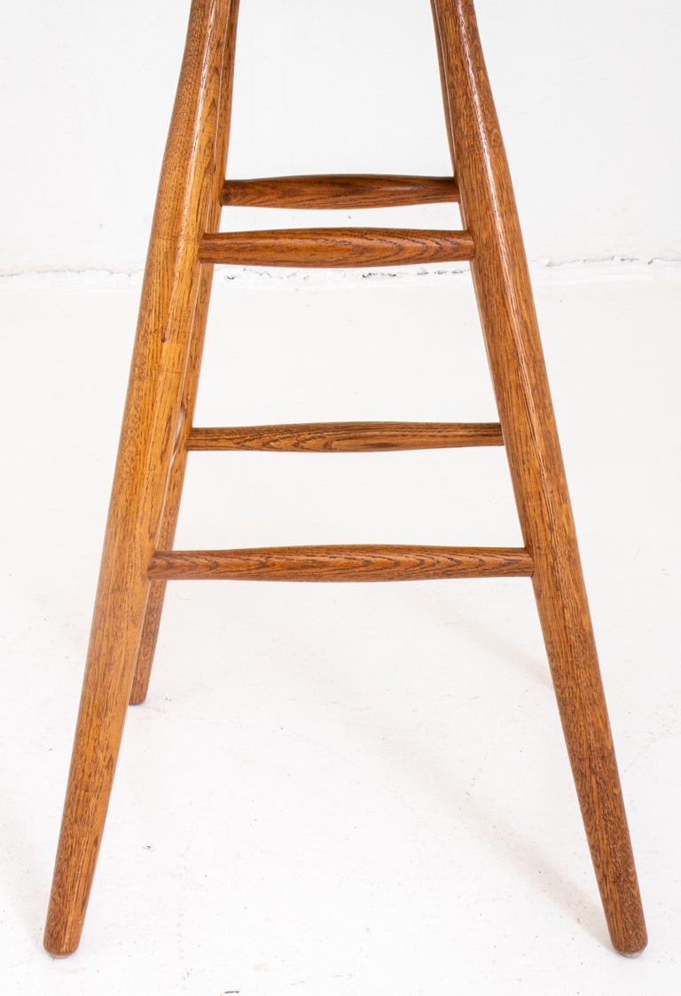 Windsor Style Oak High Stools, 5 For Sale at 1stDibs