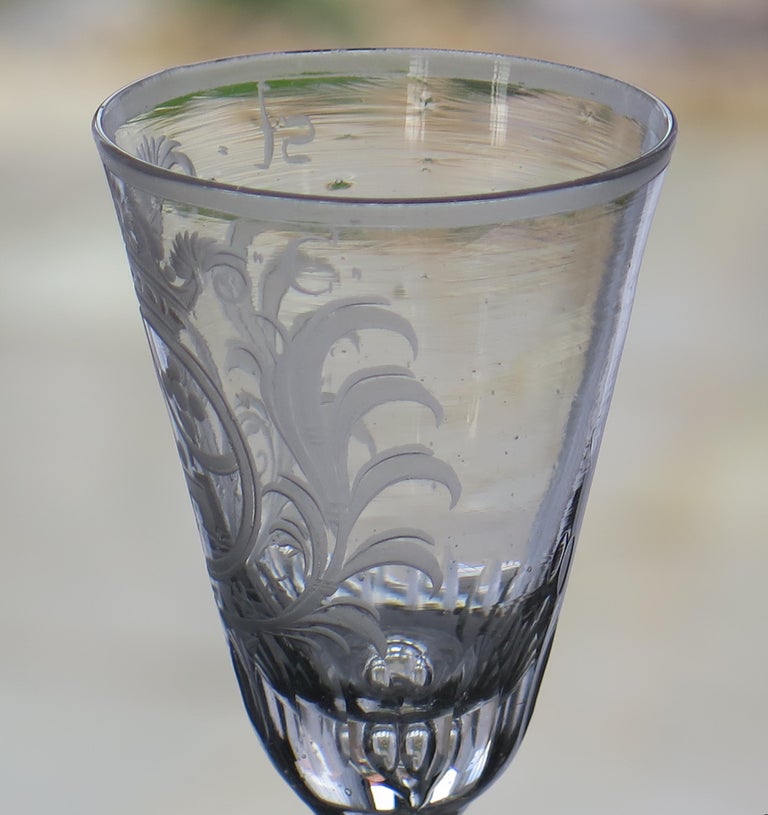 Wine Drinking Glass Engraved Armorial coronet hand blown, Dutch circa ...