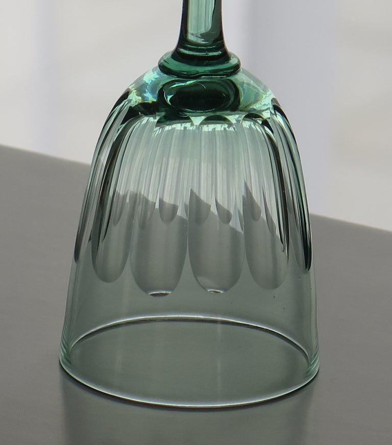 Wine Drinking Glass Light Green Panel Cut Bowl, English, circa 1840 For ...