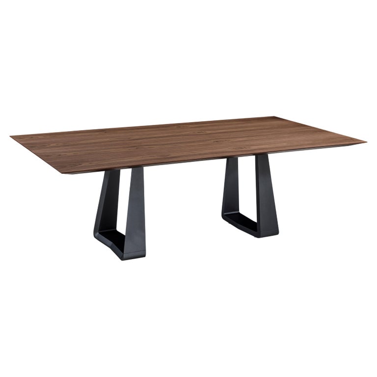 Wing Dining Table with Chamfered Walnut Veneered Table Top and Graphite ...