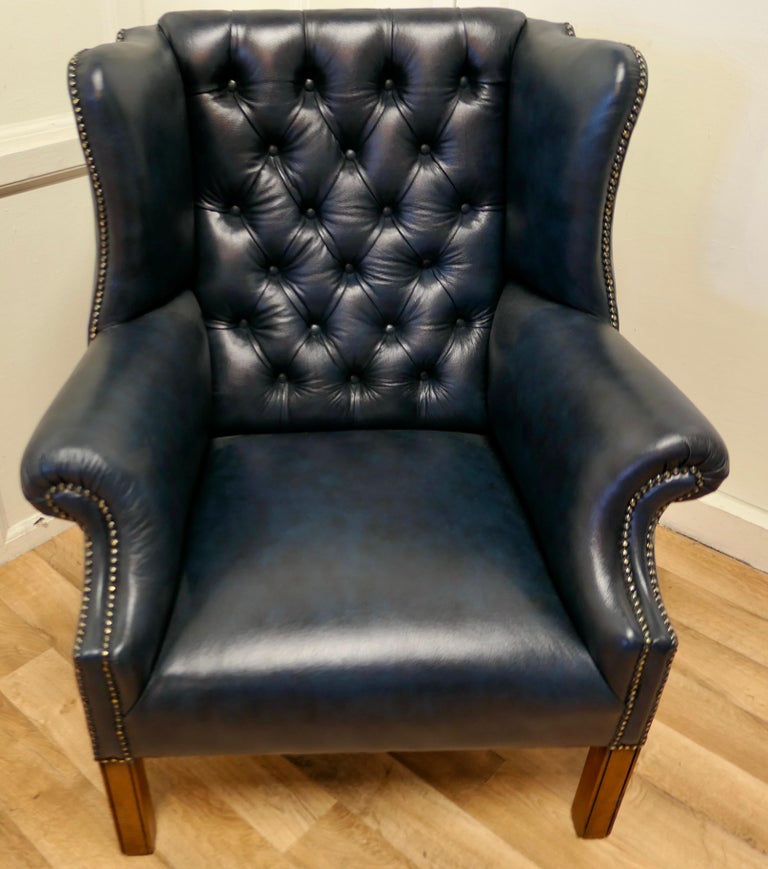 Wing Back Hall Porters Leather or Chesterfield Library Chair For Sale ...
