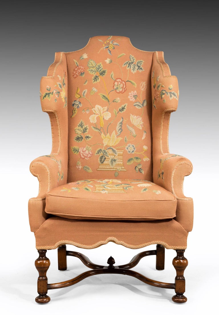 Early 20th Century Wing Chair of William and Mary Design at 1stDibs