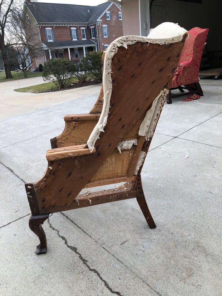Wing Chair Queen Ann Philadelphia Trifid Feet Carved Shell Knees, circa ...