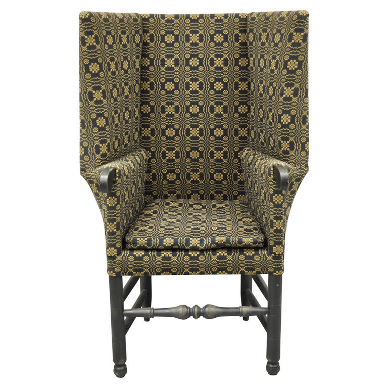 Wingback Chair in English Country Style Distressed Painted Finish Mid ...