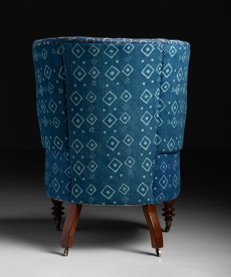 Wingback Chair in Indian Quilt, England, circa 1890 For Sale at 1stDibs