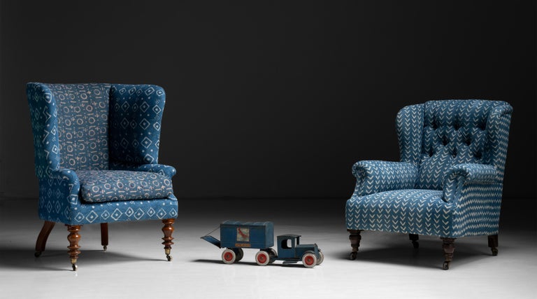 Wingback Chair in Indian Quilt, England circa 1890 at 1stDibs