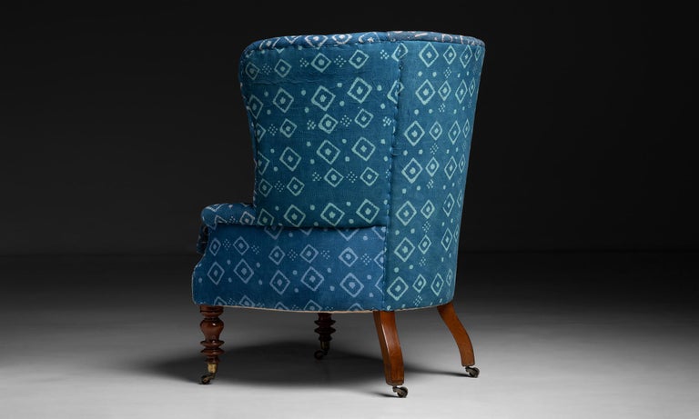 Wingback Chair in Indian Quilt, England, circa 1890 For Sale at 1stDibs