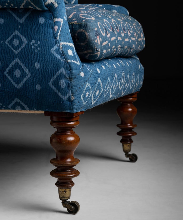 Wingback Chair in Indian Quilt, England, circa 1890 For Sale at 1stDibs