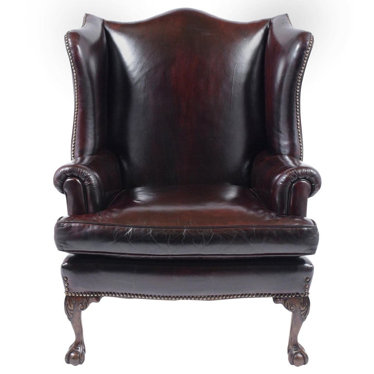 Wingback Style Leather Armchair at 1stDibs | wingback armchair sale