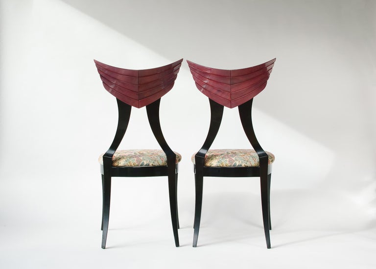 Winged Italian Lacquer Side Chairs by Pietro Constantini at 1stDibs