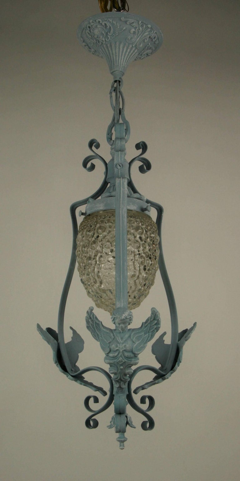 Italian Winged Mermaid Pale Blue Light Pendant For Sale at 1stDibs