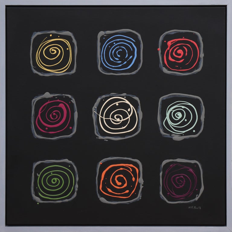 Winifred Booth - "Rotation" Colorful Abstract Contemporary Painting in a Grid For Sale at 1stDibs