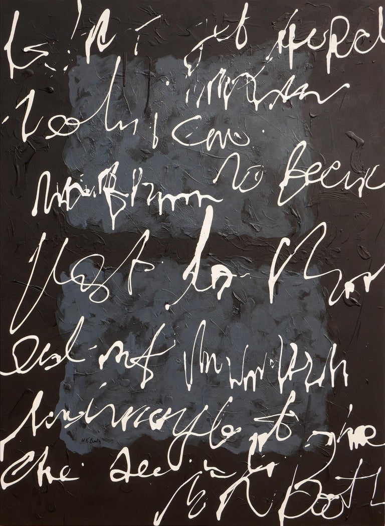 Winifred Booth - "Writing on the Wall" White, Grey, and Black Abstract Contemporary Painting For ...