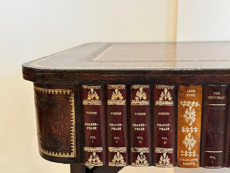 Winner Book Motif Leather Wrapped Maitland Smith Writing Desk For Sale ...