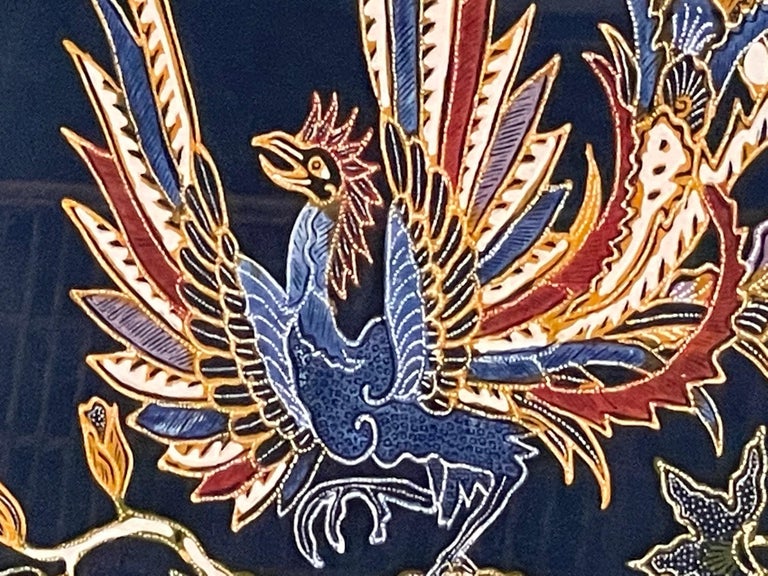 Winotosastro Framed 1950s Batik Print Bird of Paradise Indonesia For ...