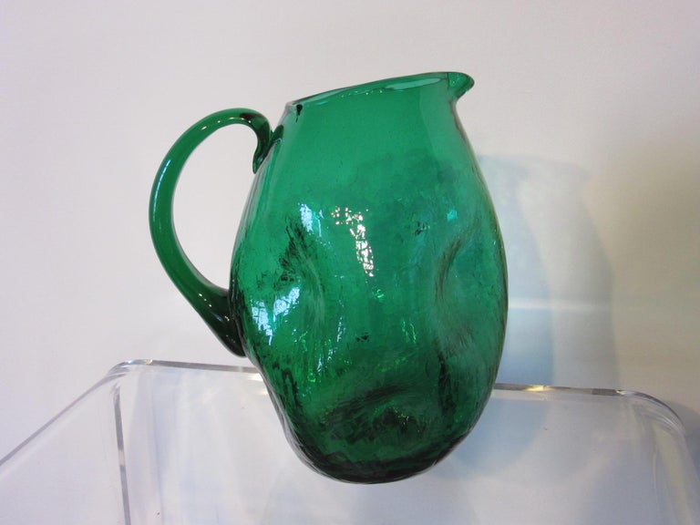 Winslow Anderson Green Crackle Glass Pitcher by Blenko at 1stDibs ...