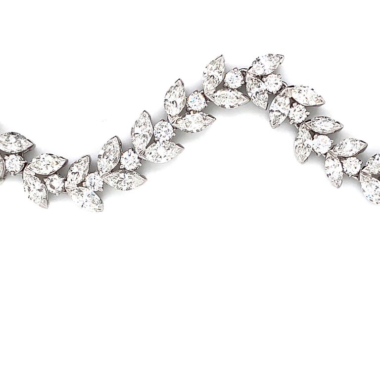 Winston Style Cluster Diamond Platinum Bracelet at 1stDibs