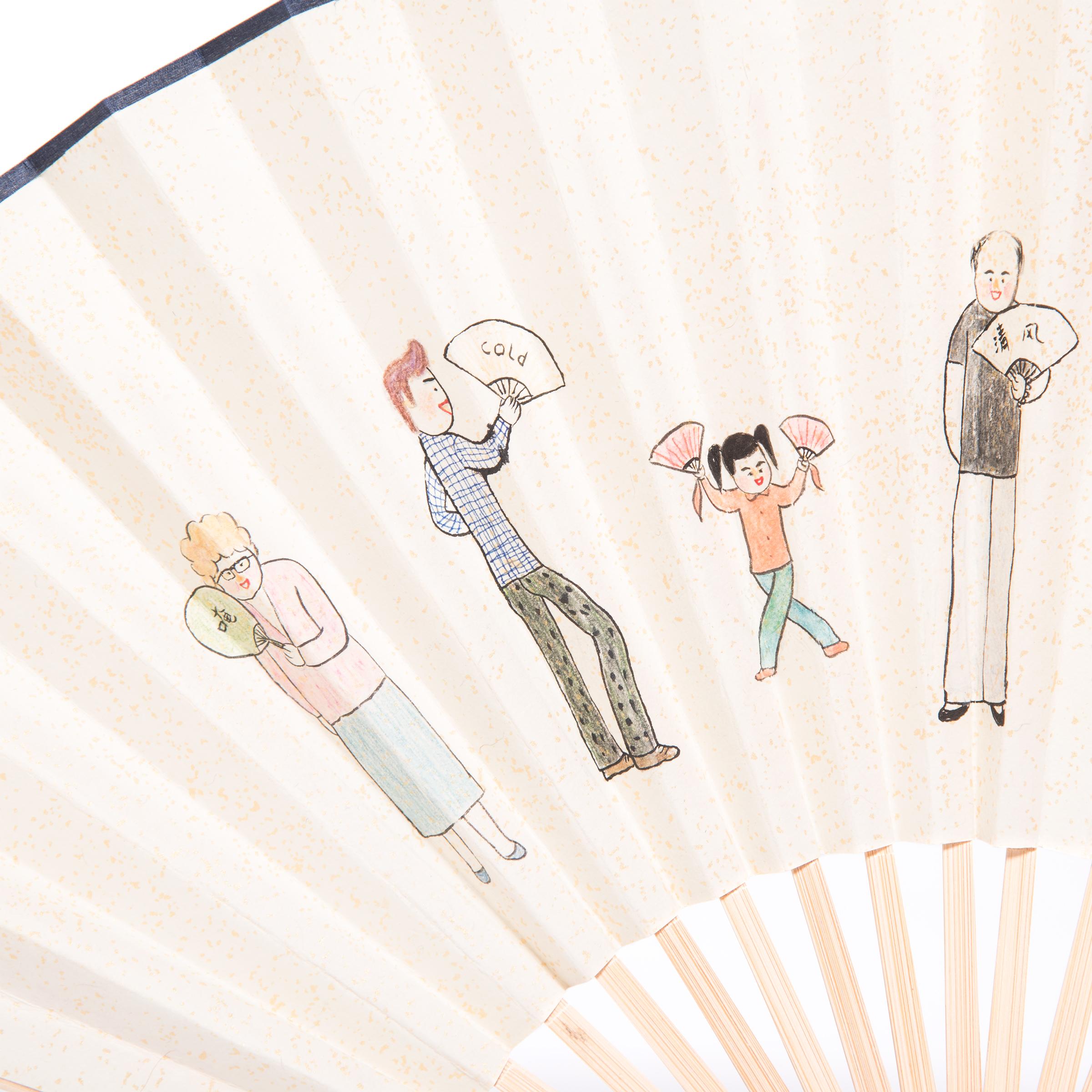 "Winter in the Park" Painted Fan by Deng Ying For Sale at 1stDibs