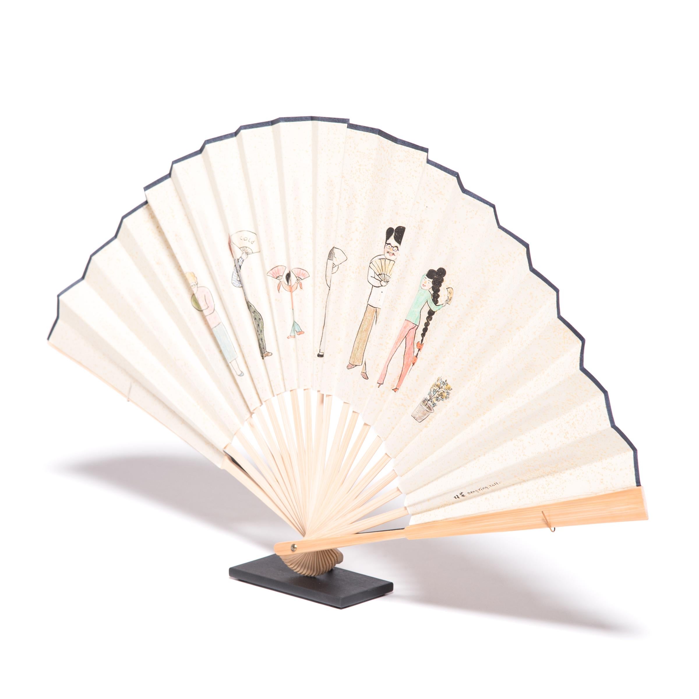 "Winter in the Park" Painted Fan by Deng Ying For Sale at 1stDibs