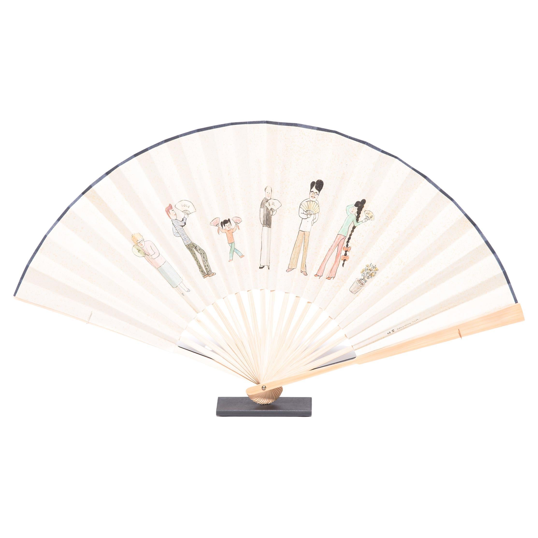 "Winter in the Park" Painted Fan by Deng Ying For Sale at 1stDibs